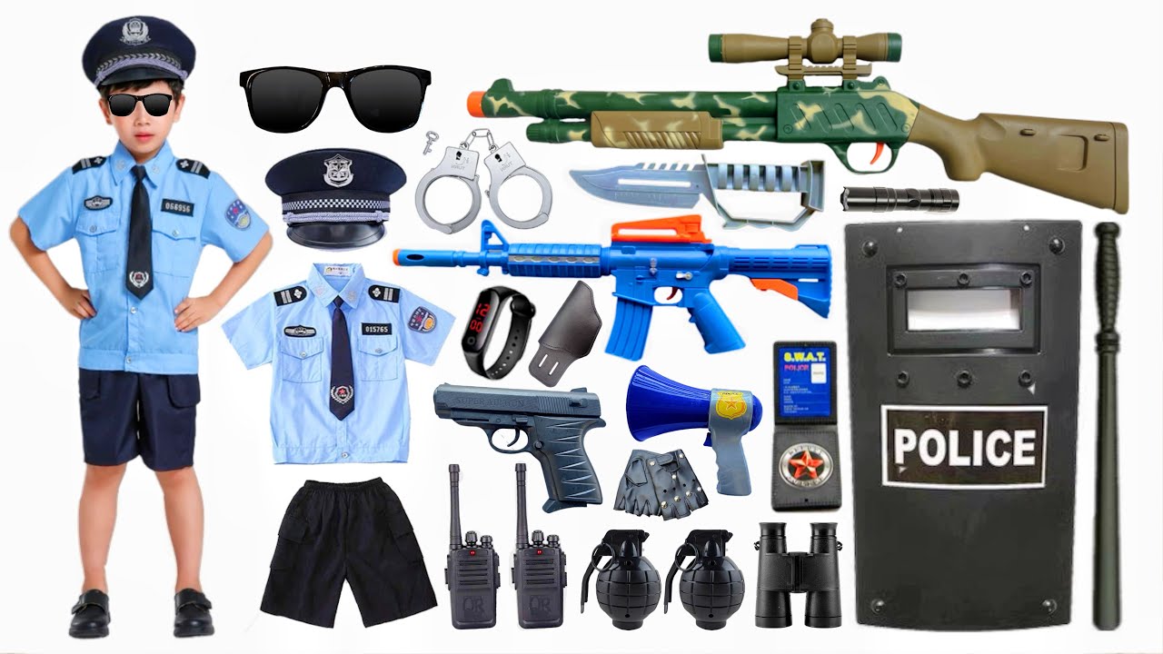 Special Police Weapons Toy set Unboxing-M416 guns, Gas mask, Glock ...