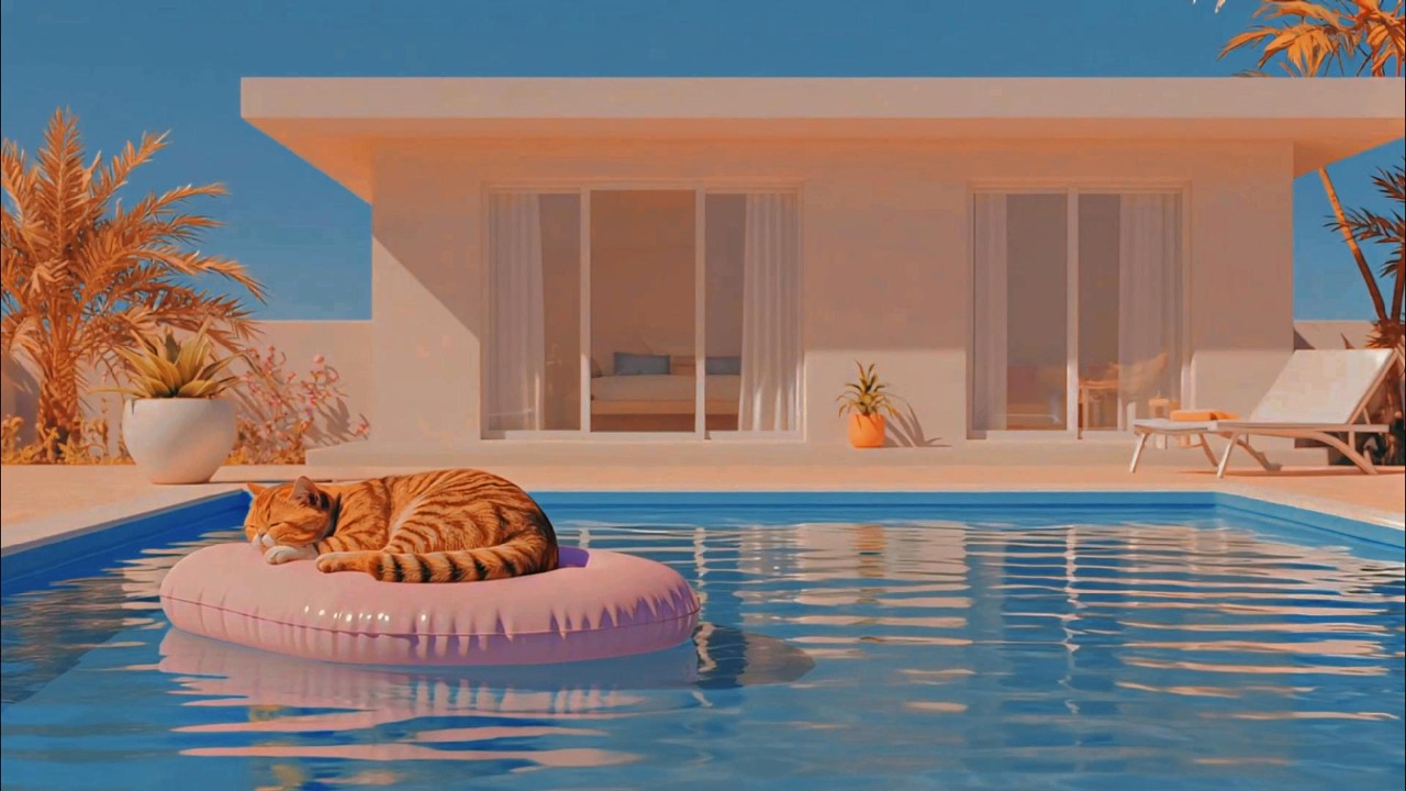 sleepy pool cat ~ lofi beats for floating & dreaming - YouTube