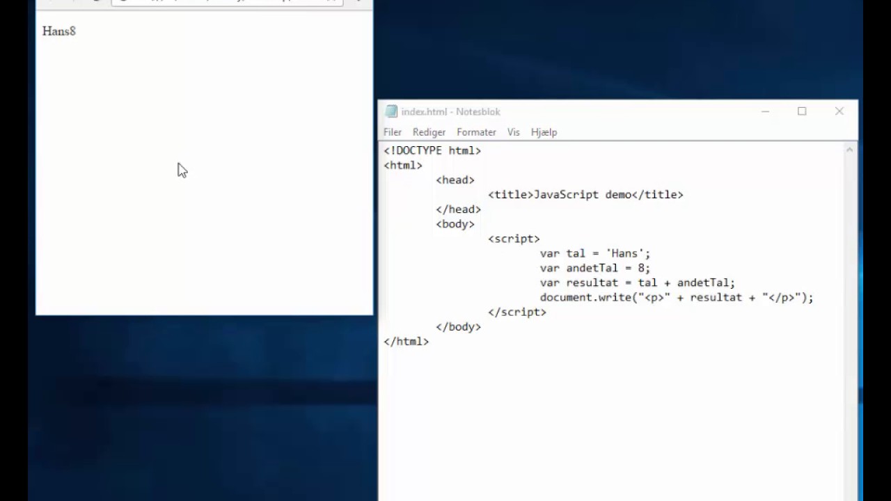 Lær Web Programering 08 Javascript Var Output Youtube