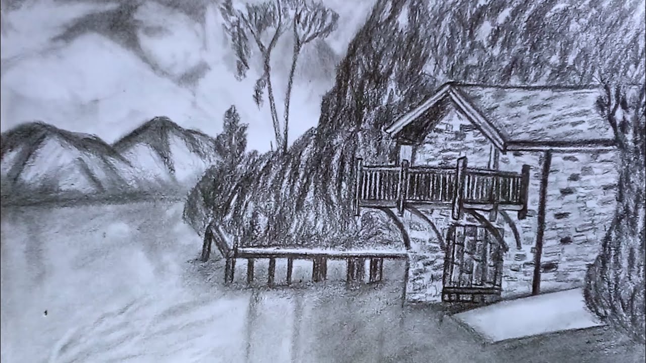 How to Draw a Landscape House-Step by Step for Beginners - YouTube