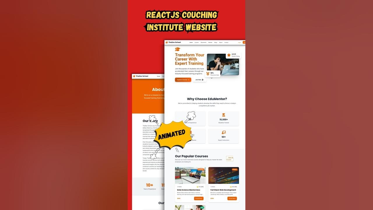 🚀 Built with React JS: Next-Level eLearning Website for Online Coaching! #shorts #coding - YouTube