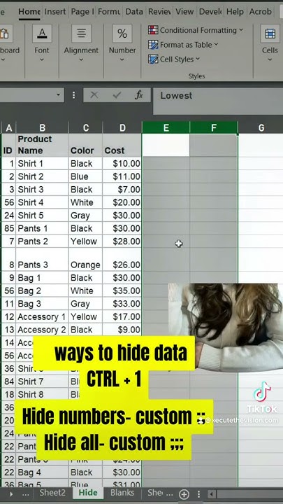 Excel tips for hiding data - YouTube
