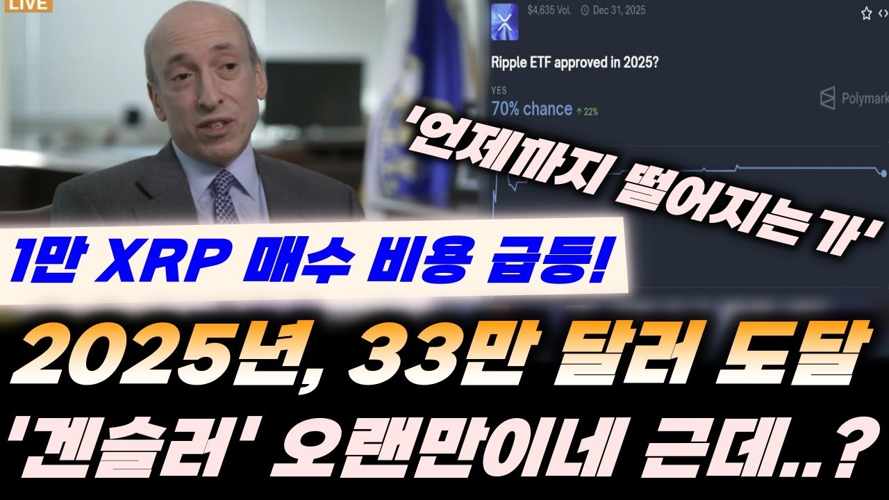 1만 Xrp 매수 비용 급등 2025년 33만 달러 리플 도달 언제까지 떨어지는가 미 Sec 위원장 게리겐슬러 오랜만이네 근데 비트코인 이더리움