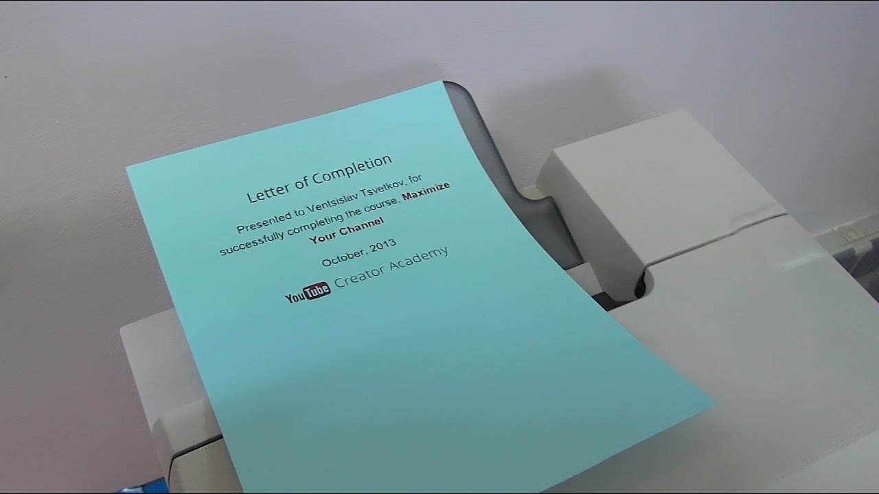 Printing of Letter of Completion on HP Color LaserJet CP3505 in Full 3D ...