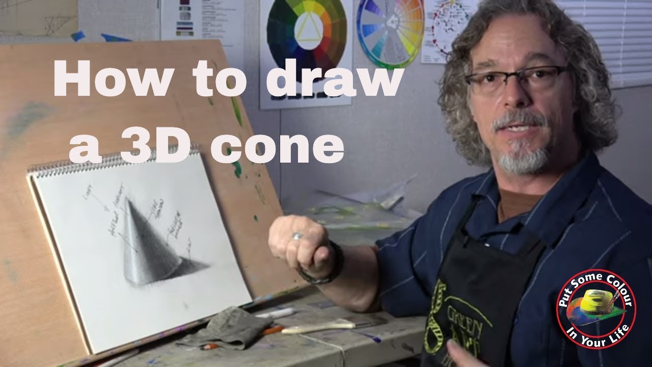 How to draw a 3D cone with Richard Stergulz | Colour In Your Life - YouTube