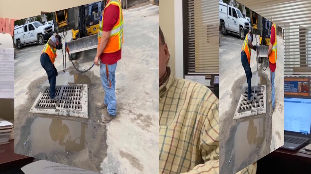 Grate handling for storm drains mp4 HD - YouTube