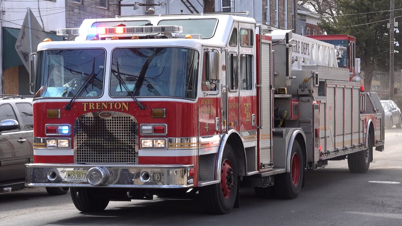 Trenton Fire Department Ladder 4 and A4 Responding - YouTube