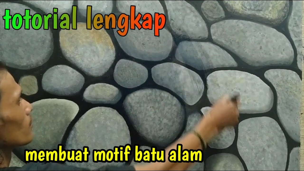 cara membuat cat tembok motif batu alam | mural dinding motif batu ...