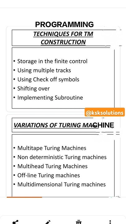 ATFL-S2: Programming Techniques of Turing Machine & Types of Turing Machine - YouTube