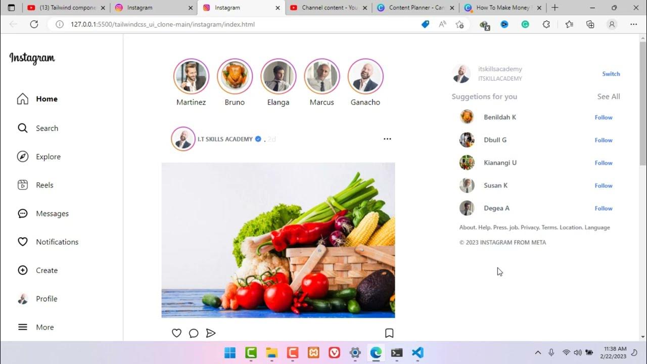 INSTAGRAM UI clone using TAILWIND CSS 2023 - YouTube