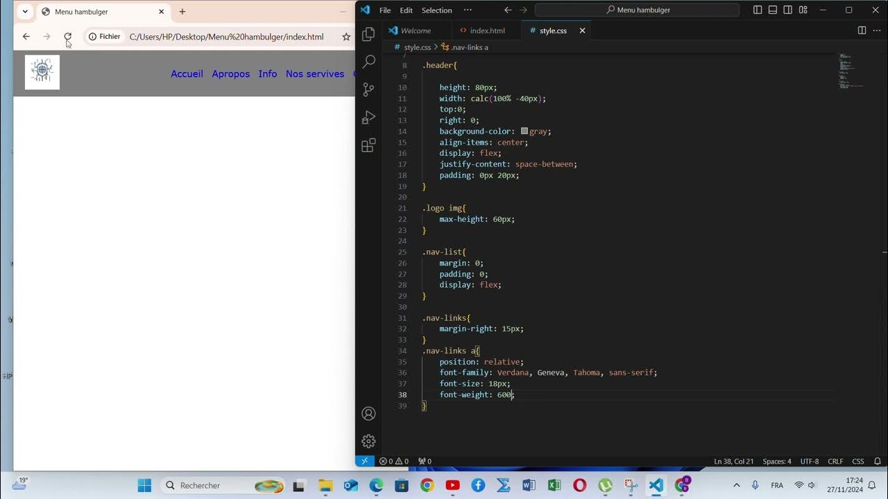 menu responsive avec HTML CSS et JavaScript - YouTube