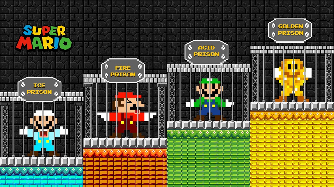 Super Mario Bros. but Marios are Locked in Powerups PRISON | Game ...