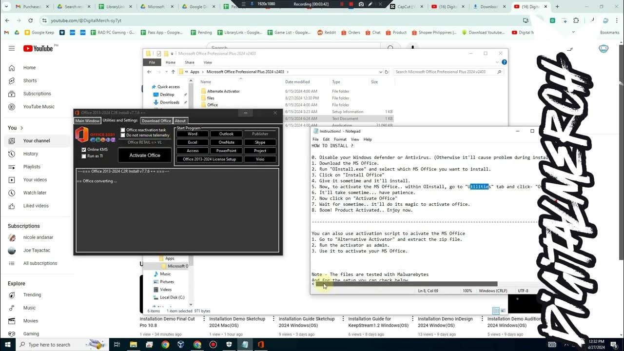 Installation Demo MS Office 2024 Windows(OS) - YouTube