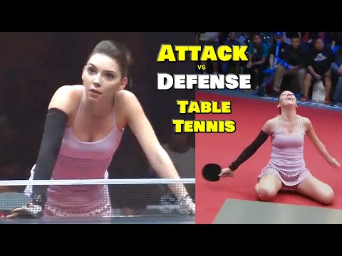 TABLE TENNIS game styles, ATTACK and DEFENSE, with BERNADETTE SZOCS and LIU FEI