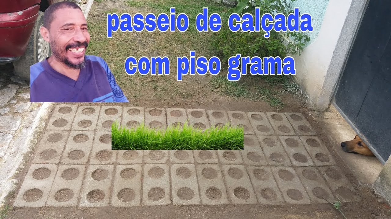 Pedreiro mostra como fazer passeio na calçada com piso grama (tijolo ...