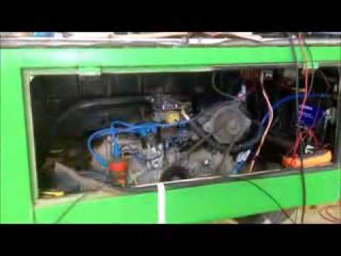 Backfire flames in Kombi with Subaru EA81 engine - YouTube