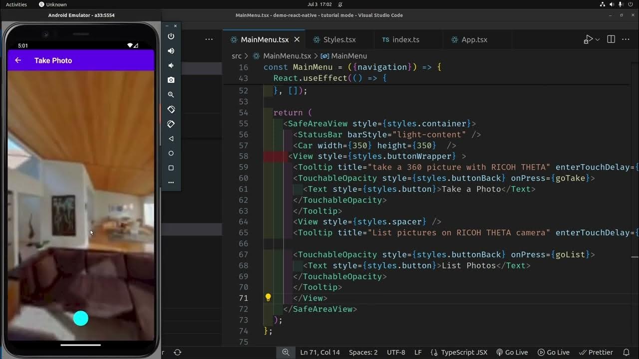 React Native Button Row Beginner Tutorial Using theta-client RICOH THETA SDK - YouTube