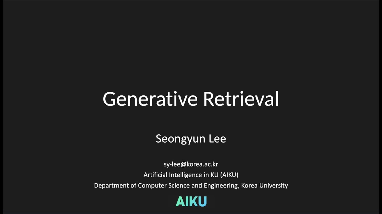 AIKU 2023-01 Momentum Week 1 : Generative Retrieval - YouTube