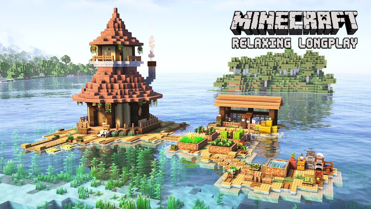 We Built a Floating Survival Base on the Water - Minecraft Relaxing ...