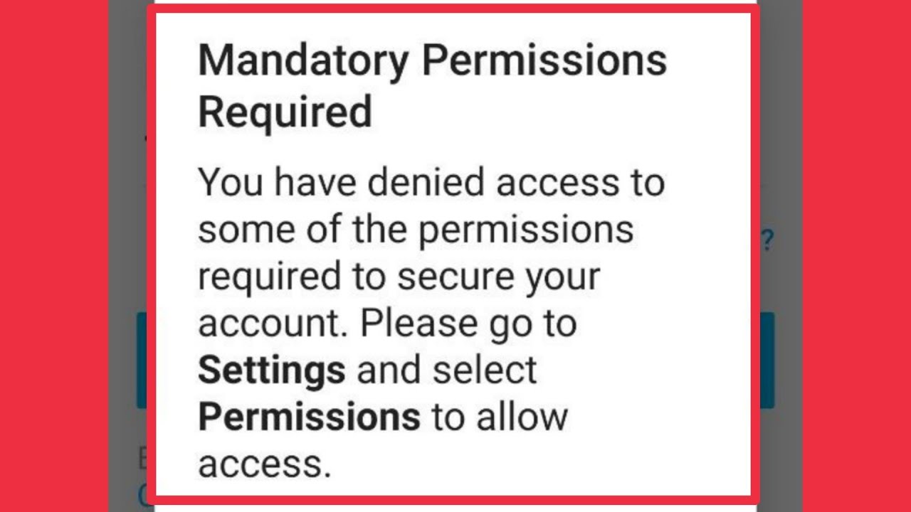 Fix Mandatory Permission Required | You have denied access to some of ...