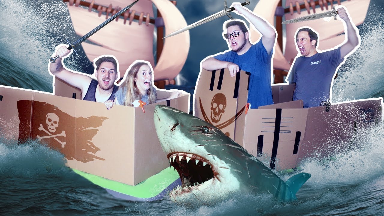GIANT BOX FORT BOAT WAR!! (INSANE) 😱"Box Fort Challenge" - YouTube