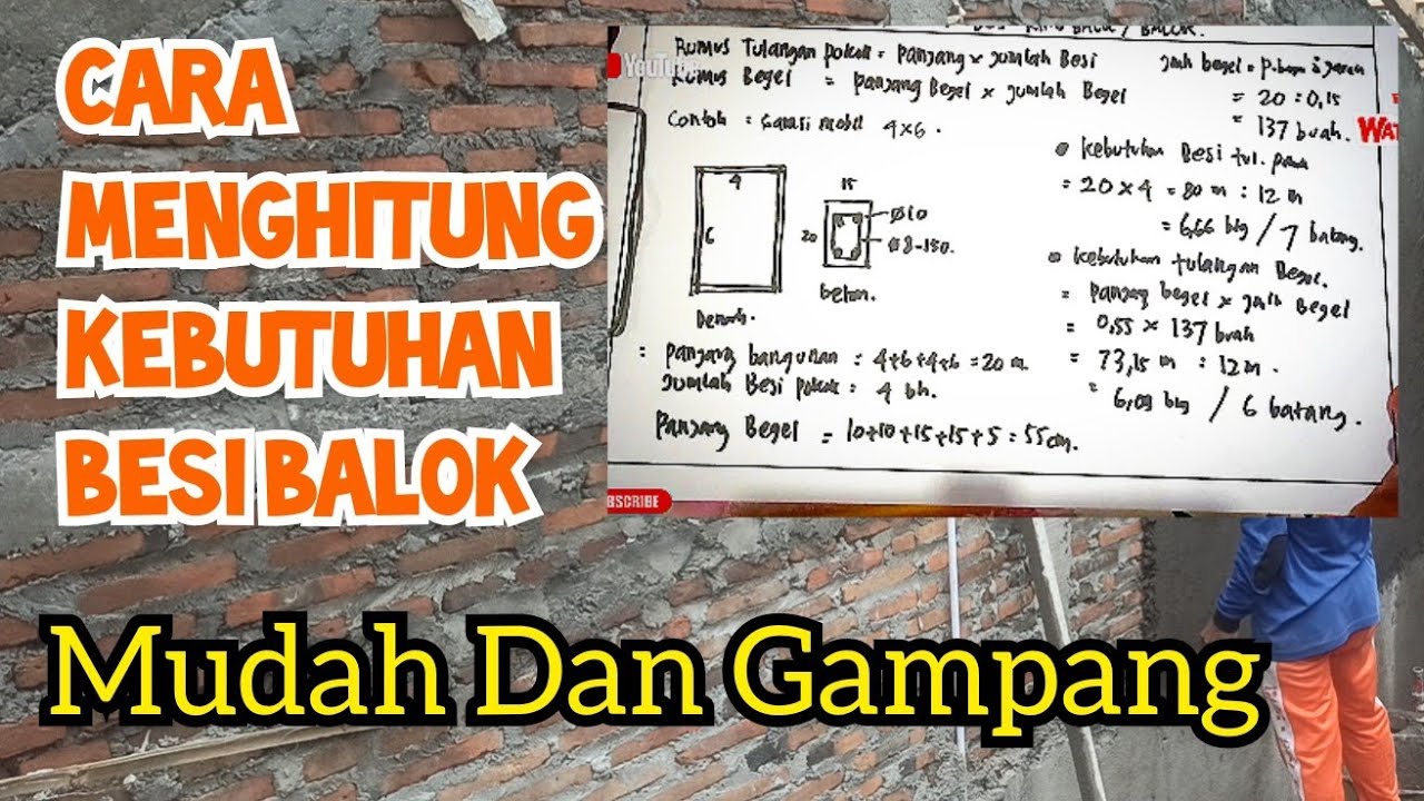 CARA MENGHITUNG KEBUTUHAN BESI BALOK / RING BALK ‼️ MUDAH DAN GAMPANG ...