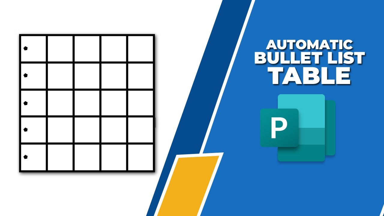 How to create automatic bullet list in Publisher table - YouTube