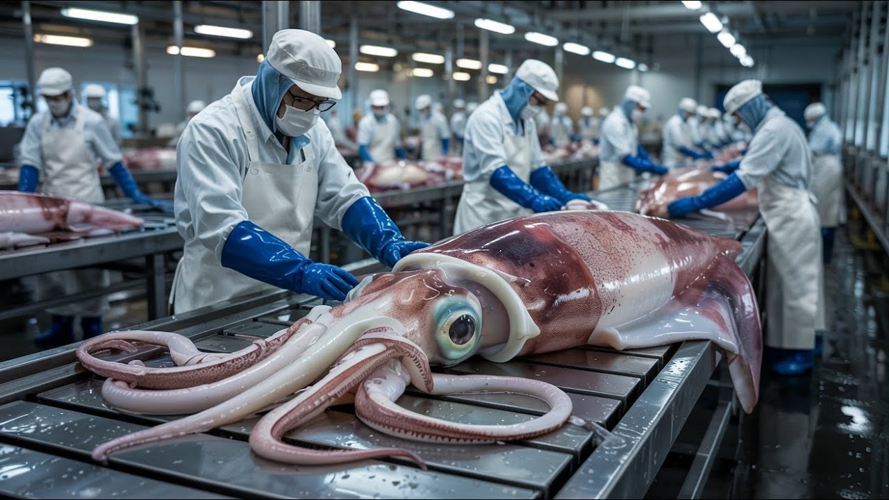 Catching and Processing Giant Jumbo Squid How Fishermen Harvest This ...