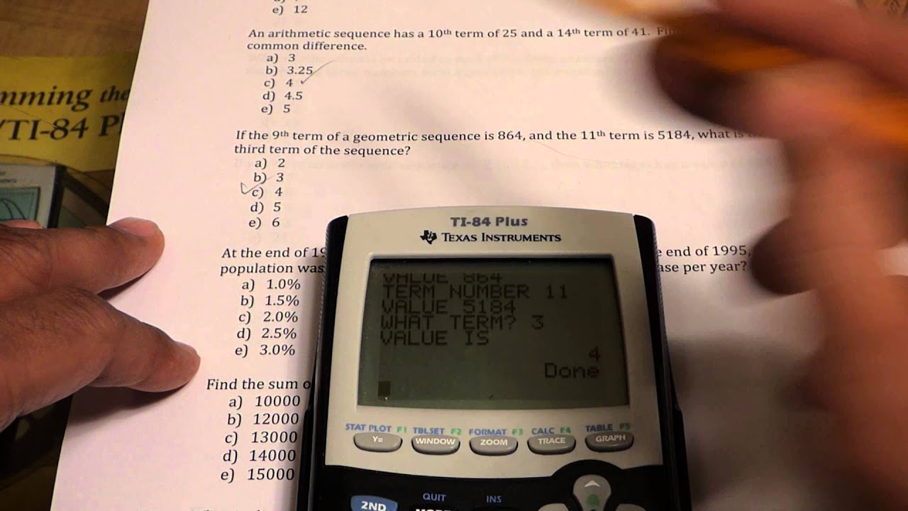 Arithmetic/geometric sequences and series on SAT, ACT, Math I & II ...