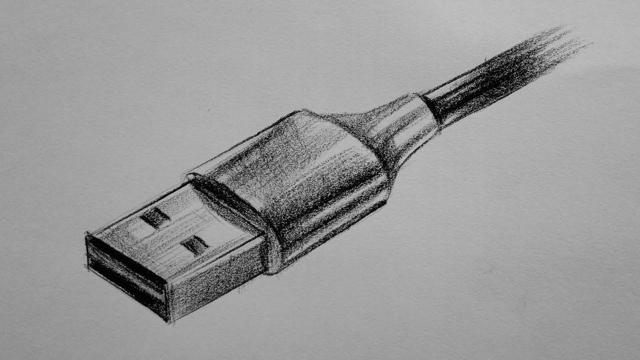 USB Pin Pencil Sketch Very Easy - YouTube