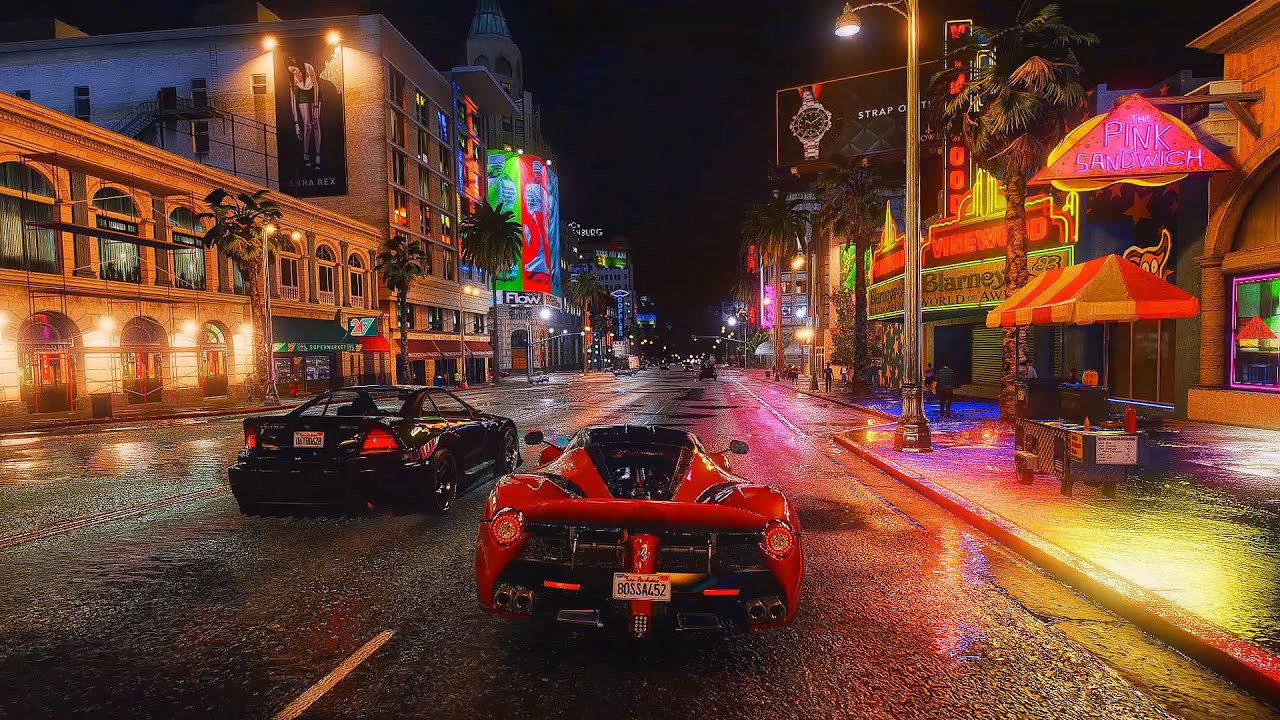 GTA 5 [ QuantV + NVE ] Beautiful Next-Gen Wet Road [ Night ] Raw ...