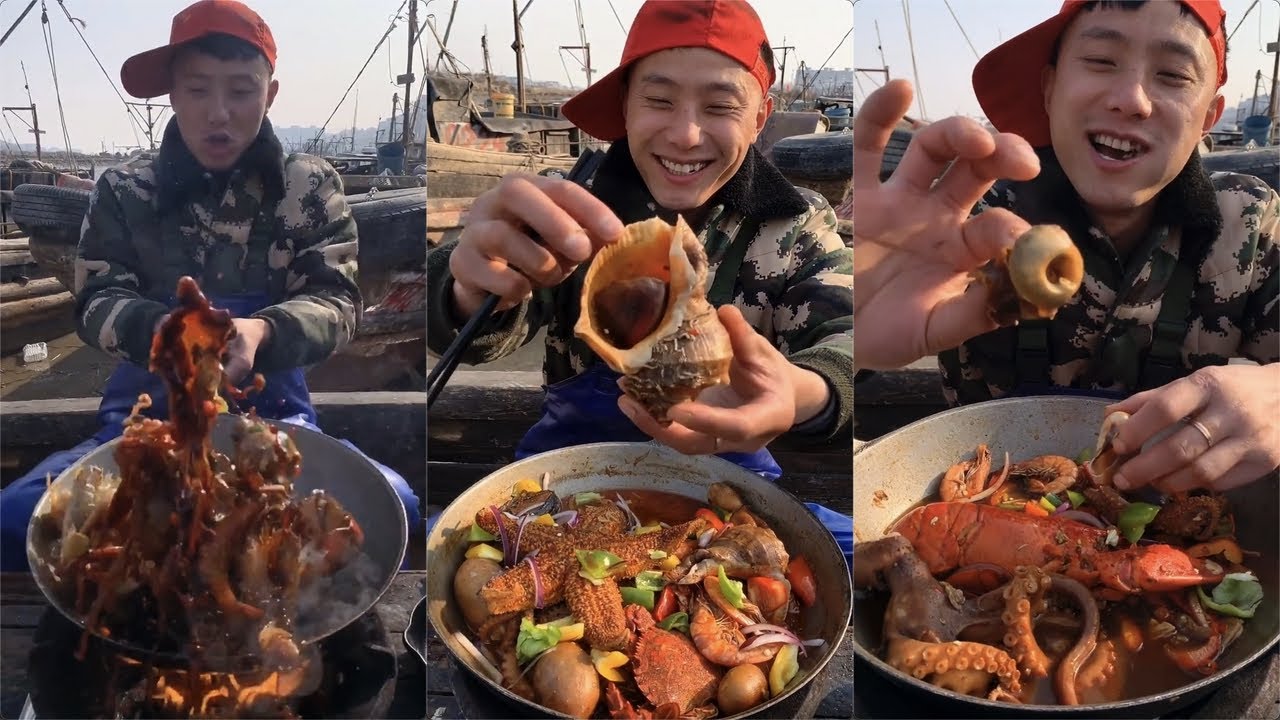 Dagang cooked starfish, octopus, conch, lobster, scallop, abalone ...