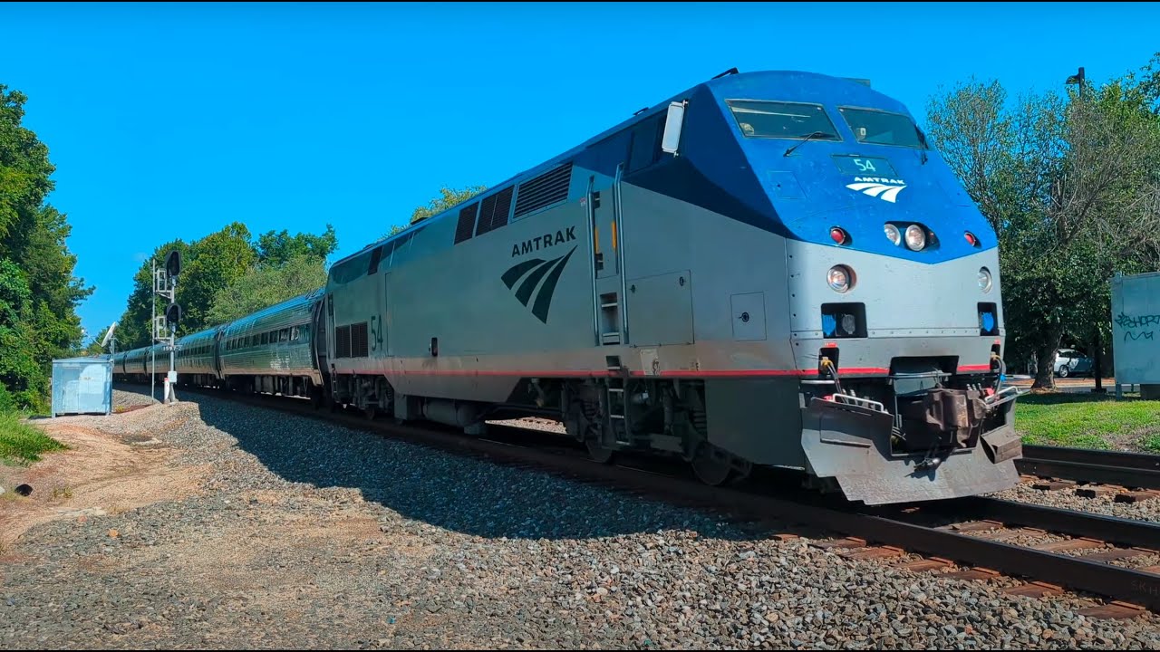 The Carolinian (80) rushes towards the Raleigh, NC station, trying to ...