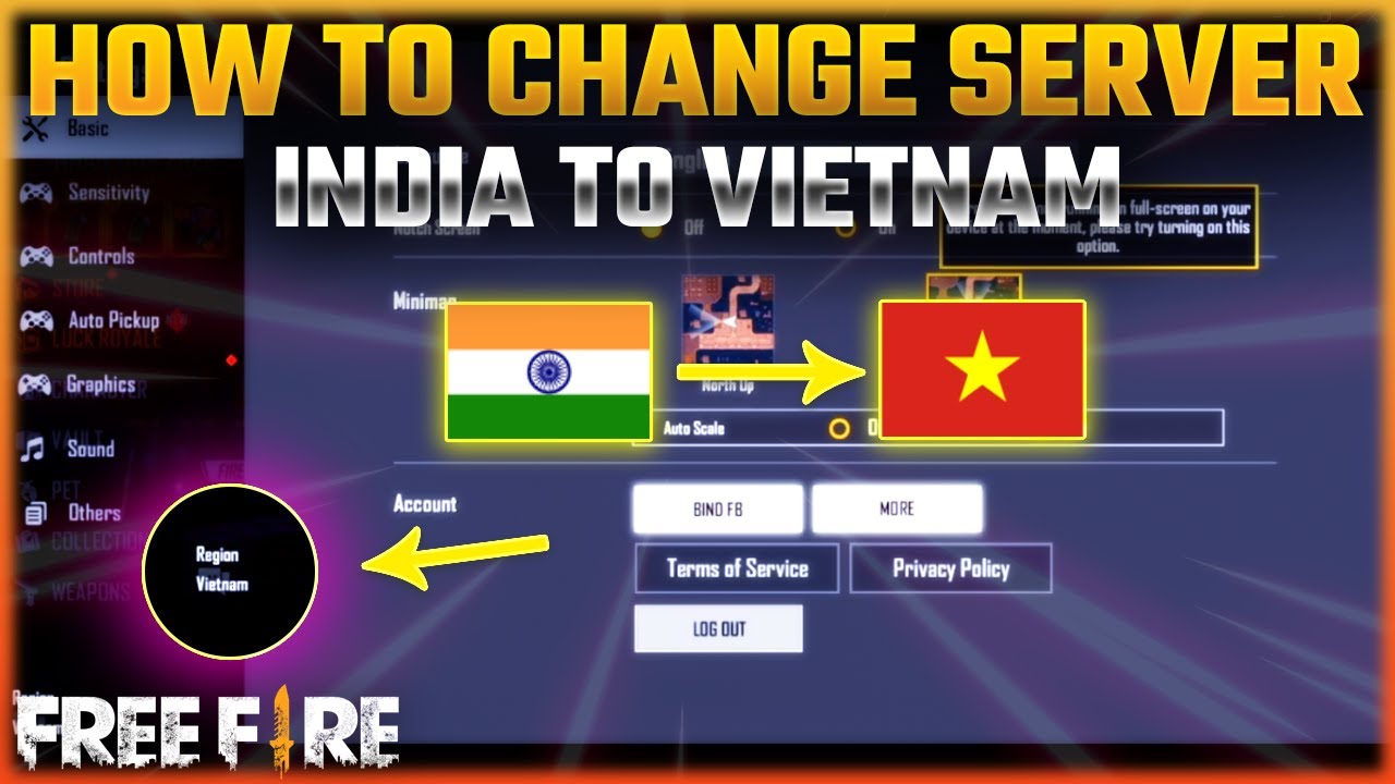 How To Change Server in Free Fire India to Vietnam || Free Free Vietnam ...