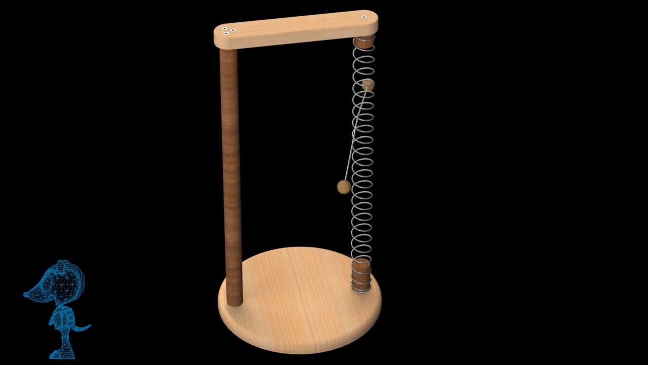 Spring Falling Wooden Toy 3D Model - YouTube
