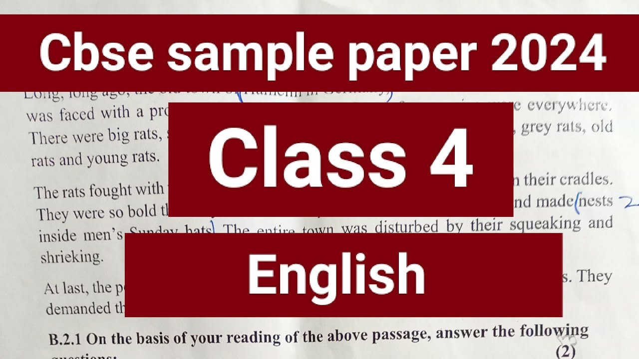 Cbse class 4 English sample paper #cbse #samplepaper #pseb #english ...