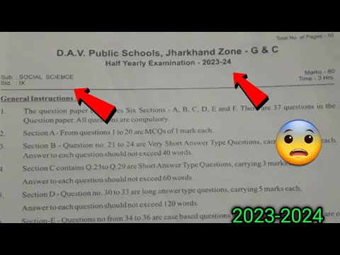 Dav class 9 Sst half yearly Questions paper|| Class 9 social science ...
