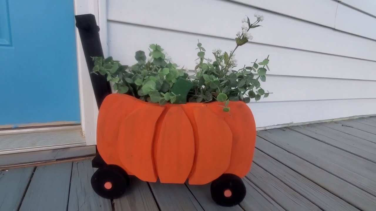 DIY Rustic Pumpkin Wagon Halloween Craft | Autumn Scroll Saw Project ...