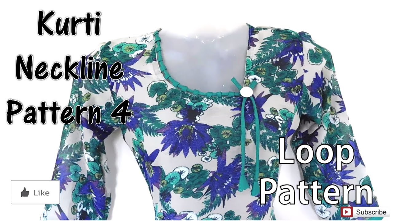 Neckline Kurti Pattern 4 | Loop Pattern | Y Shape Neck | How To Sewing ...
