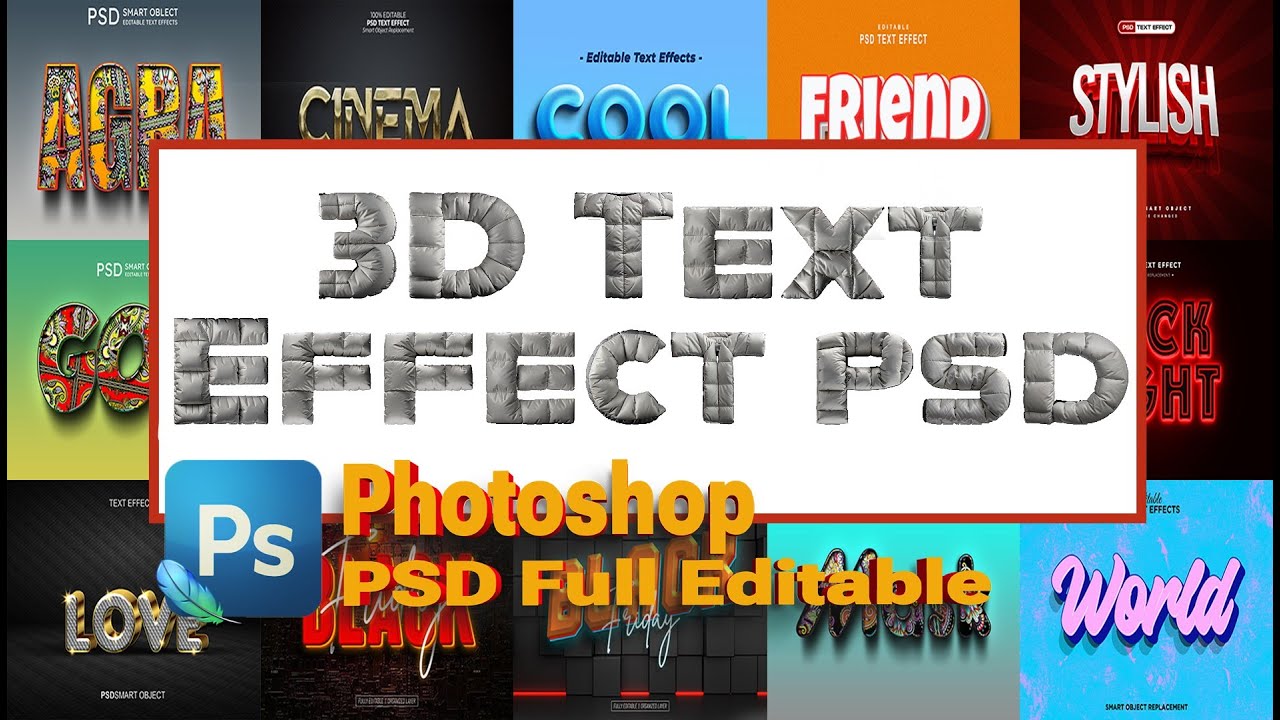 3d text effect photoshop template psd free download | 3D photoshop text ...