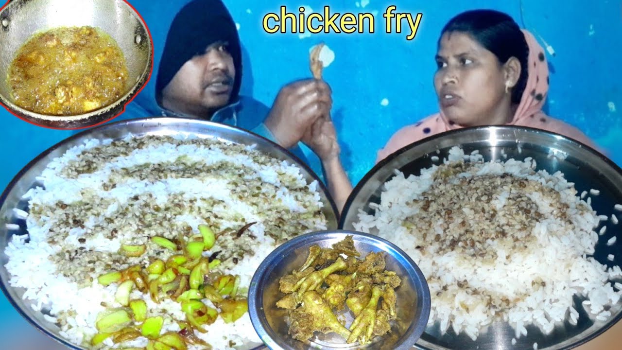 eating show | Chicken fry potato bhujia cooking eating | Chicken fry ...