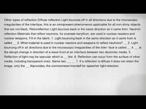 Other types of reflection Diffuse reflection Light bounces off in all ...
