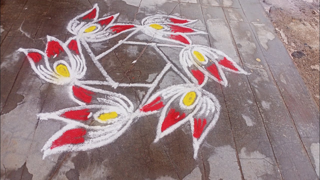 aadi peruku kolam 🌹aadi matham kolam 🌹aadi matham lotus kolam 🌹 - YouTube