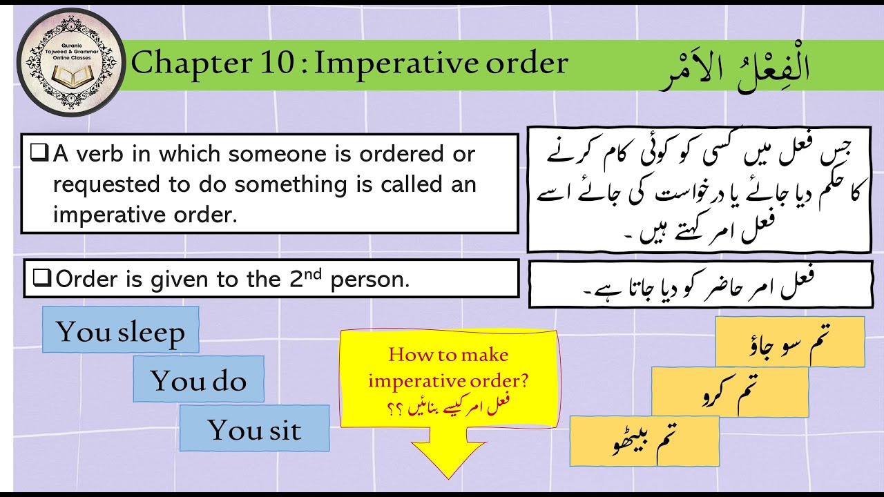 Chap 10 : Imperative Order in Arabic | Steps for making Imperative ...