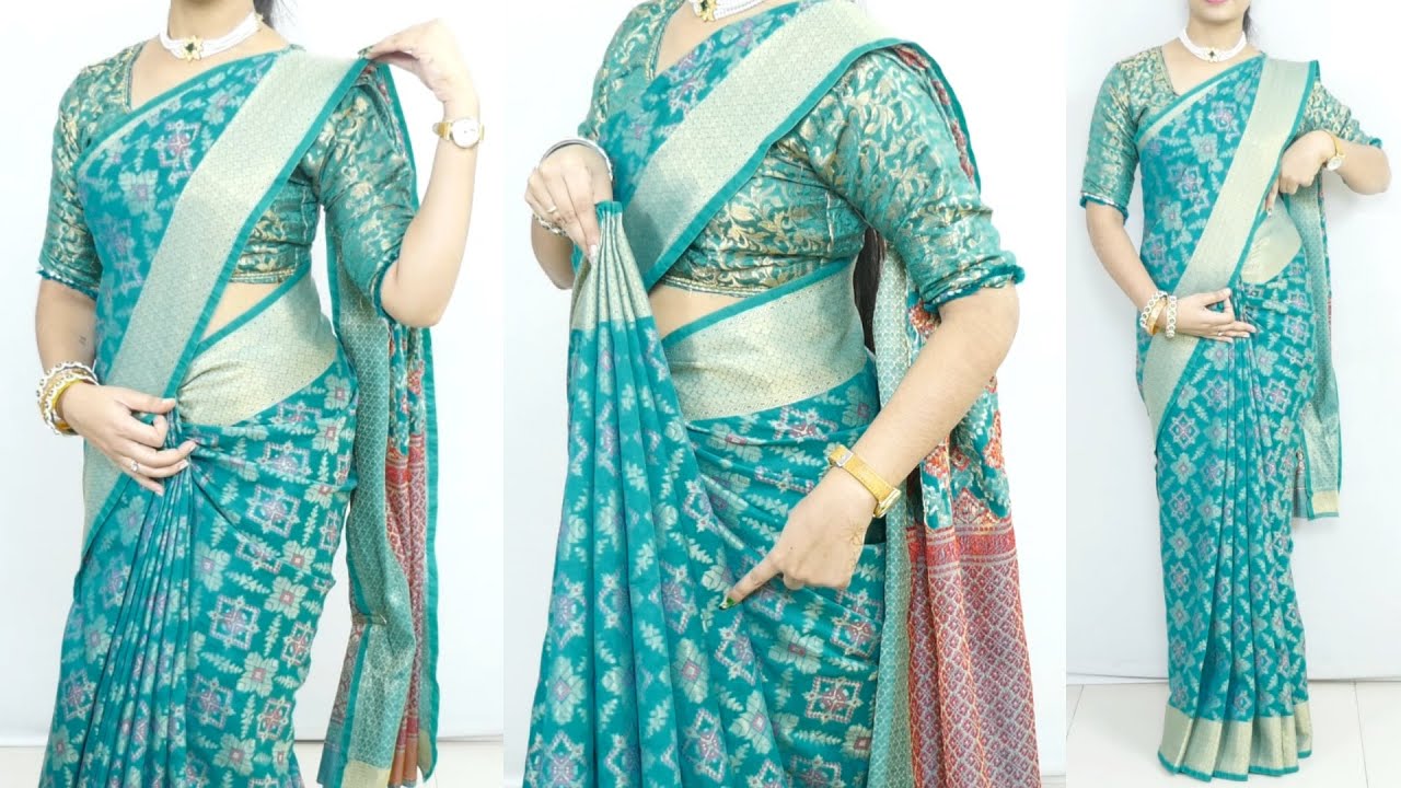 How to wear saree perfectly for wedding & functions | Saree draping with perfect pleats trick ...