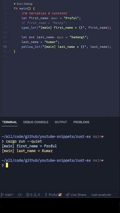 Rust Language variables #Shorts #rustlang - YouTube