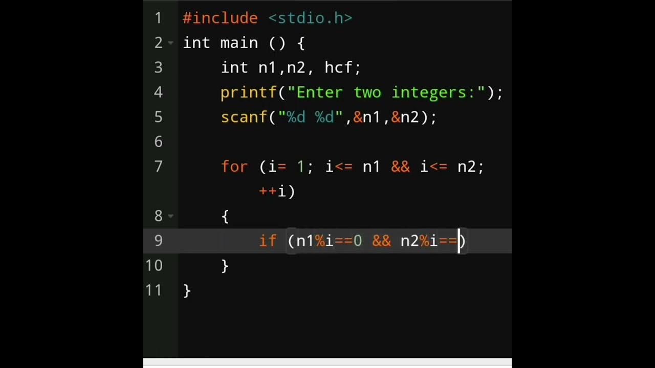 C Program to Find HCF of two Numbers ⚡ #education #cprogramming #shorts - YouTube