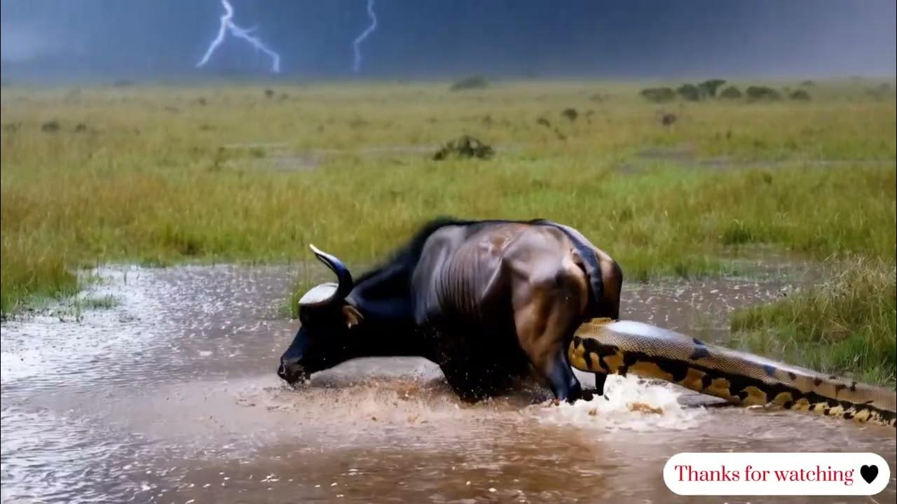 A heated confrontation between a giant python and a wild buffalo, which side will win? - YouTube