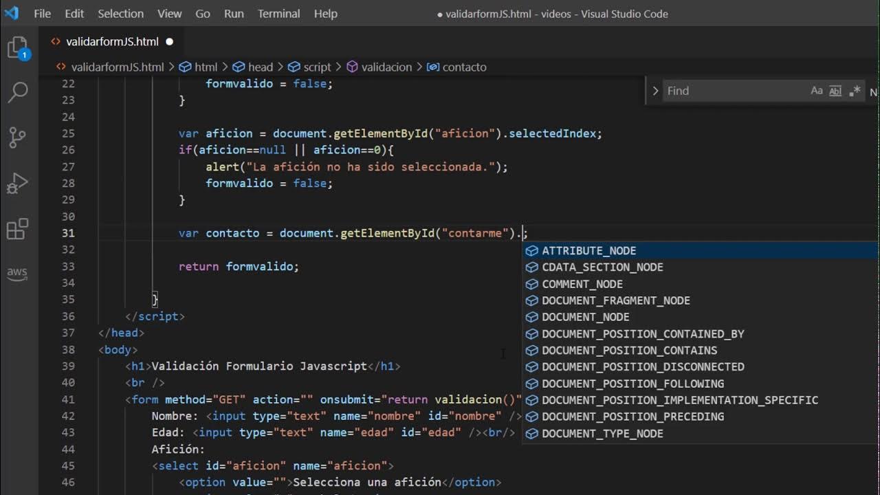 Validar formulario HTML con javascript, sin HTML5, evento onsubmit - YouTube