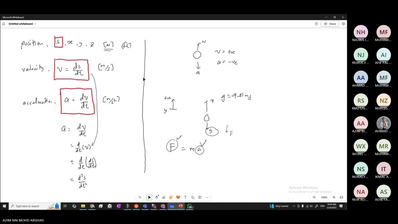 Dynamics DRM1233 (Week 3-1) - Kinematic Equation (part 1/2) - YouTube